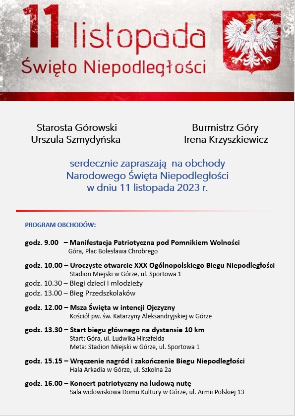 11 listopada Dzień Niepodległości - kalendarz wydarzeń - Urząd Miasta i ...